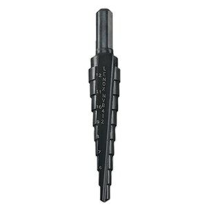 LENOX バリビット段付きドリル 4-12mm VB412 商品の特徴 ●波型2枚刃タイプ(特許)の刃形状で、早くバリの少ない正確な真円の穴をあけることが出来ます ●先端部のパイロットドリルによりブレが少なく、素早くドリルが部材をとらえる...
