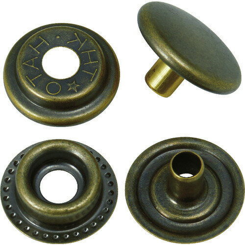 オレンジブック トラスコ中山　TRUSCOTRUSCO ハトメボタン 金ブロンズメッキ 15mm 10組入り 〔品番:PTHB15GBM〕[ 注番:1145022]特長●ハトメと同じ要領でシート同士を連結するボタンの取付が可能です。用途●シ...