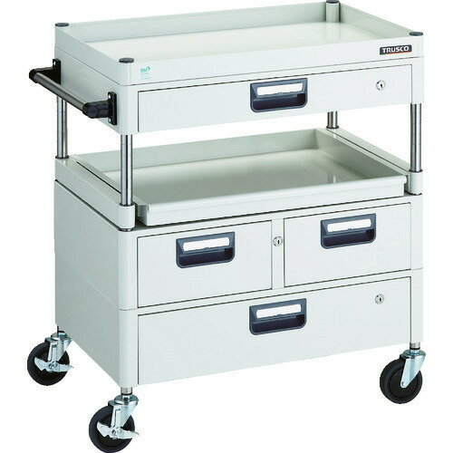 オレンジブック トラスコ中山　TRUSCOTRUSCO ツールワゴン フェニックスワゴン 省音 750X500 H880 引出付 スライド1段 ホワイト 〔品番:PEW971M1VWZW〕[ 注番:1146193]特長●抗菌粉体塗装ですので...