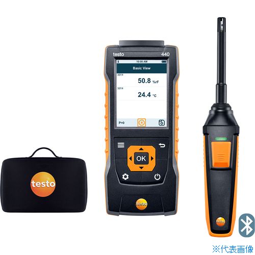 オレンジブック トラスコ中山　TRUSCOTESTO 温湿度計 testo 440 温湿度プローブセット 〔品番:05634404〕[ 注番:1272580]特長●testo440 本体と熱線式風速プローブのセットで、風速、温度を測定し、風...