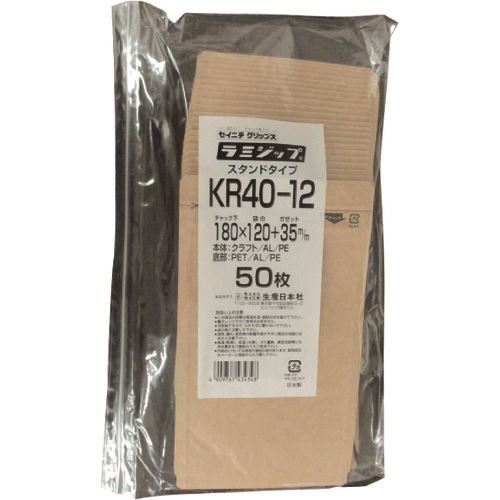 オレンジブック トラスコ中山　TRUSCOセイニチ ラミジップ KR40‐12 〔品番:KR4012〕[ 注番:1275459]特長仕様●チャック下(mm)：180●袋巾+ガゼット巾(mm)：120+35●天開き仕様2材質/仕上●構成　　胴...