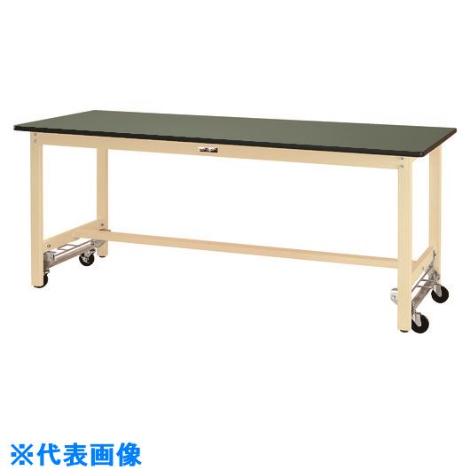 オレンジブック トラスコ中山　TRUSCOヤマテック 軽量作業台 ワークテーブル300シリーズ ワンタッチ移動タイプ 塩ビシート天板 W900×D600×H900mm グリーン/ヤマテックアイボリー 〔品番:SWRUH960GI〕[ 注番:...