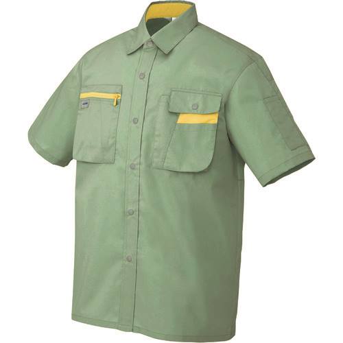 オレンジブック トラスコ中山　TRUSCOアイトス 半袖シャツ(男女兼用) オリーブ×マスタード 5L 〔品番:53260305L〕[ 注番:1444042]特長●独自開発した立体パーム構成ムービンカットで、腕・肩部分に驚異的な動きやすさを...