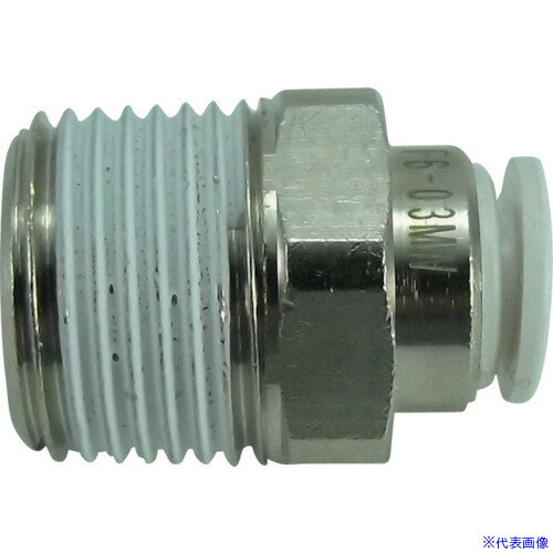 オレンジブック トラスコ中山　TRUSCOチヨダ ファイブメイルコネクタ W(白)6mm・R3/8 〔品番:F603MW〕[ 注番:1584596]特長●PBT樹脂を採用し、スパッタ等の延焼事故を防止。●空気圧汎用型継手では初の軽量化を実現...