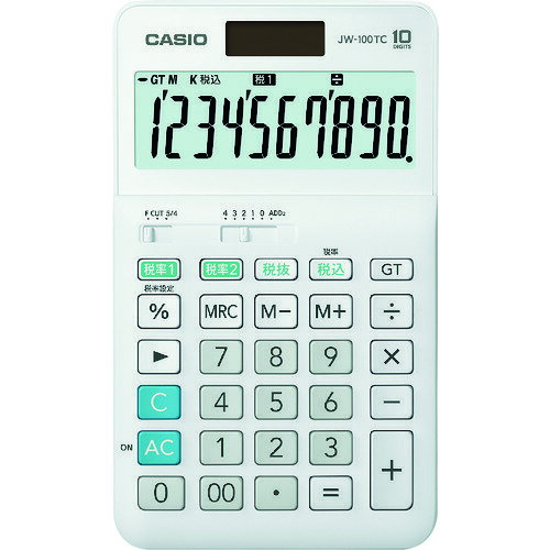 オレンジブック トラスコ中山　TRUSCOカシオ W税率電卓(ジャストタイプ) 〔品番:JW100TCN〕[ 注番:1615403]特長●2つの税率設定が可能な「W税率」機能を搭載しています。●表示が見やすい特大表示液晶です。用途●軽減税率...