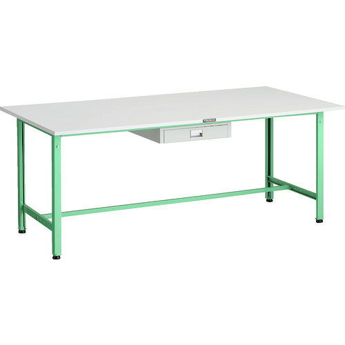 オレンジブック トラスコ中山　TRUSCOTRUSCO 軽荷重作業台(300kg)AE型 1800X900XH740 薄型1段引出し付 ヤンググリーン色 〔品番:AE1809UDC1YG〕[ 注番:1833821]特長●膝上で邪魔にならない...
