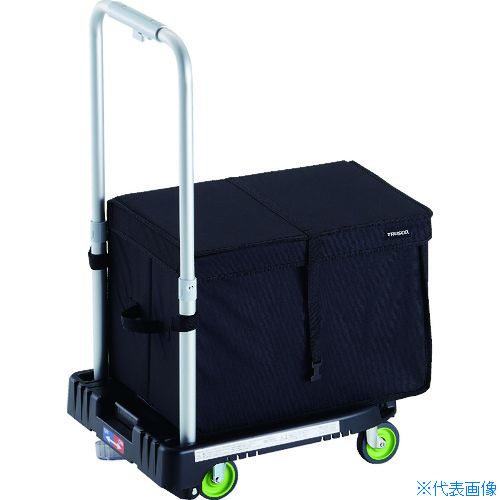 オレンジブック トラスコ中山　TRUSCOTRUSCO 樹脂台車 カルティオミニ weego 省音車輪 ブラック ストッパー付 THブレーキ付 〔品番:WP2GBKJSTHB〕[ 注番:1948173]特長●荷物の運搬に便利な折りたたみ式収...
