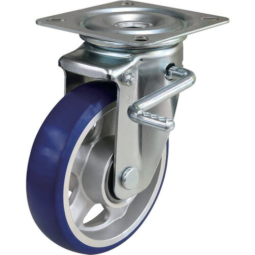 オレンジブック トラスコ中山　TRUSCOユーエイ プレート式 自在 キャスター プレミアムウレタン 車輪径130mm ストッパー付き PMタイプ PMS-LB(R)型 取付寸法90×90(80×80) 〔品番:PMS130APULBR〕[...