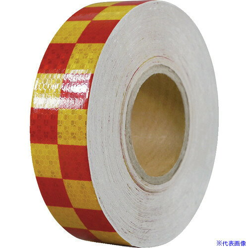 オレンジブック トラスコ中山　TRUSCOセーフラン 高輝度反射テープ 赤黄格子 幅50mm×50m 〔品番:14368〕[ 注番:2068993]特長●豊富なカラーバリエーションです。●カプセル構造により一般的な反射シートの約3倍の高輝度...