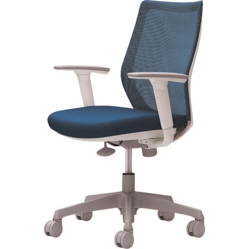 オレンジブック トラスコ中山　TRUSCOOKAMURA CG-M 可動肘 背メッシュ ハンガー無 ホワイトボディ ナイロンキャスター ミディアムブルー 〔品番:CG91WRFZK3〕[ 注番:2165331]特長●スマートなデザインと身体...