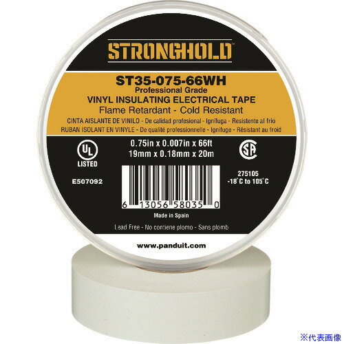 オレンジブック トラスコ中山　TRUSCOストロングホールド StrongHoldビニールテープ 耐熱・耐寒・難燃 プロ仕様グレード 白 幅19.1mm 長さ20m ST35−075−66WH 〔品番:ST3507566WH〕[ 注番:21...