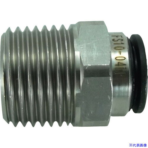 オレンジブック トラスコ中山　TRUSCOチヨダ ファイブSUSメイルコネクタ 10mm・R1/2 〔品番:FS1004M〕[ 注番:2229366]特長仕様●適合チューブ外径D(mm)：10●接続口径：R1/2●六角対辺(mm)：21●流...