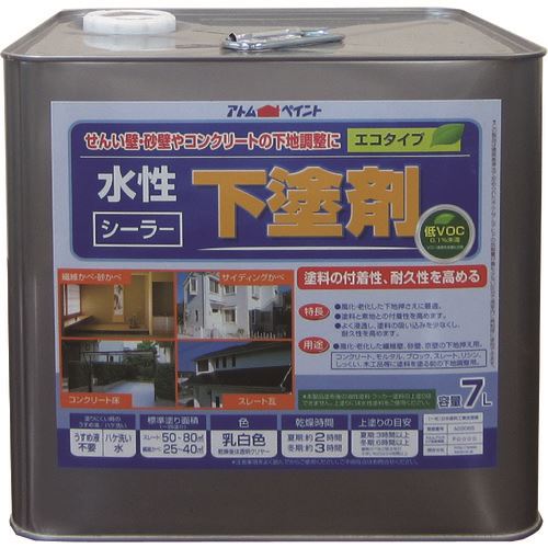 オレンジブック トラスコ中山　TRUSCOアトムペイント 水性下塗剤エコ 7L 〔品番:0000112713〕[ 注番:2280142]特長●塗料の付着性を高め、耐久性をアップさせます。●風化した面の素地押さえや、塗料の吸い込み止めに最適で...