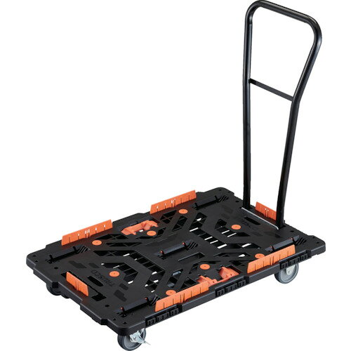 オレンジブック トラスコ中山　TRUSCOTRUSCO 連結式樹脂製平台車 ビートル 900X600 自在3輪 内2輪ストッパー付 脱着式ハンドル付 コボレ止めセット とめたろう付 〔品番:BT900KJ3S2HE100T〕[ 注番:235...