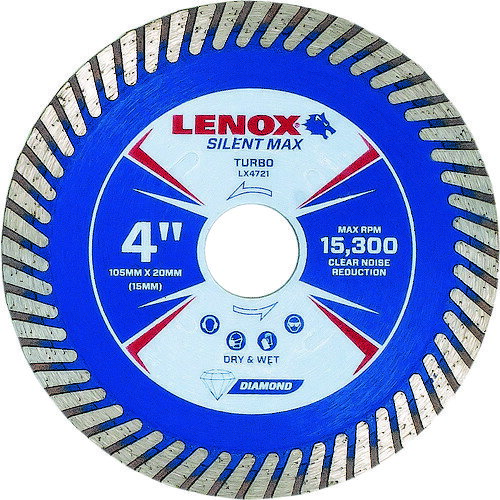 オレンジブック トラスコ中山　TRUSCOLENOX サイレントマックス ターボ105 静音ダイヤモンドホイール 〔品番:LX4721〕[ 注番:2498330]特長●滑らかな切断面のターボタイプです。●騒音を大幅低減しました。●住宅密集地...