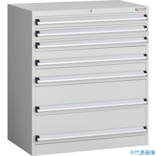 オレンジブック トラスコ中山　TRUSCOTRUSCO VE9S型中量キャビネット 880X550XH1000 引出し7段 ホワイト色 〔品番:VE9S1004W〕[ 注番:2563211]特長●セーフティロック機構付のため引き出しを1段開...