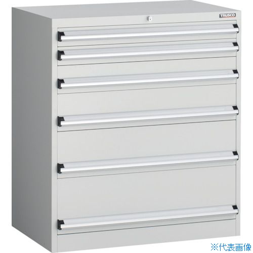 オレンジブック トラスコ中山　TRUSCOTRUSCO VE9S型中量キャビネット 880X550XH1000 引出し6段 ホワイト色 〔品番:VE9S1009W〕[ 注番:2563218]特長●セーフティロック機構付のため引き出しを1段開...