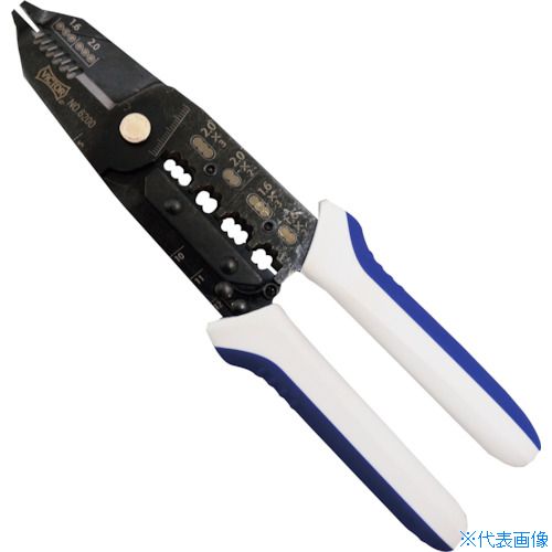 オレンジブック トラスコ中山　TRUSCOVictor 電工VA線ストリッパ 〔品番:6200〕[ 注番:2631036]特長●先端のくわえ部を細長く設計しているため、芯線の「のの字曲げ」加工がしやすくなっております。●芯線被覆もまとめてス...