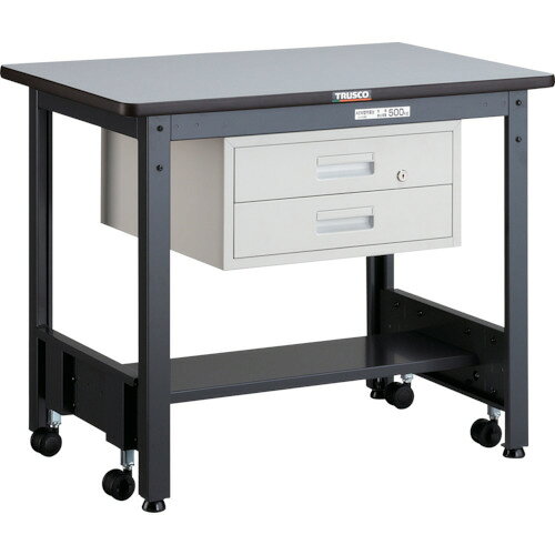 オレンジブック トラスコ中山　TRUSCOTRUSCO 中荷重作業台(500kg)CFW型 900X600XH740 2段引出付 ダークグレー色 〔品番:CFWR0960F2〕[ 注番:2779773]特長●移動に便利なキャスター内蔵の作業...