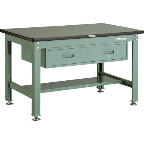 オレンジブック トラスコ中山　TRUSCOTRUSCO 中荷重作業台(1200kg)HW型 1200X750XH740 2列引出付 グリーン色 緑 〔品番:RHW1200FL2〕[ 注番:2782049]特長●引出しは使い勝手に応じて任意の...