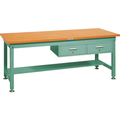 オレンジブック トラスコ中山　TRUSCOTRUSCO 中荷重作業台(1200kg)HW型 1800X900XH740 2列引出付 グリーン色 緑 〔品番:HW1809FL2〕[ 注番:2782219]特長●引出しは使い勝手に応じて任意の位...