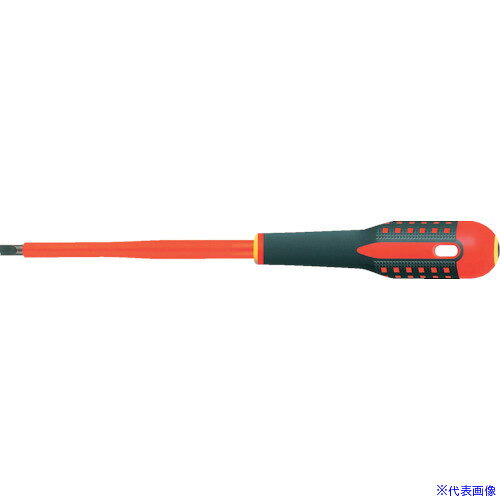 オレンジブック トラスコ中山　TRUSCOBAHCO 絶縁ドライバー −4.0 軸長100mm 〔品番:BE8040S〕[ 注番:2810506]特長●人間工学に基づいた手に優しい腱鞘炎になりにくいエルゴハンドルです。●ハンドルの一部に面取...