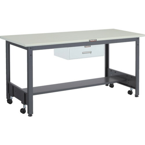 オレンジブック トラスコ中山　TRUSCOTRUSCO 中荷重作業台(500kg)CFW型 1800X900XH740 1段引出付 ダークグレー色 〔品番:CFWS1890F1〕[ 注番:2893673]特長●移動に便利なキャスター内蔵の作...
