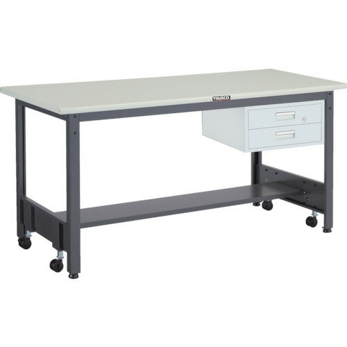 オレンジブック トラスコ中山　TRUSCOTRUSCO 中荷重作業台(500kg)CFW型 1800X900XH740 2段引出付 ダークグレー色 〔品番:CFWS1890F2〕[ 注番:2893703]特長●移動に便利なキャスター内蔵の作...