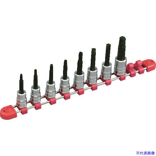 オレンジブック トラスコ中山　TRUSCOKTC 9.5sq.T型トルクスビットソケットセット[8コ組] 〔品番:TBT308T〕[ 注番:3078175]特長●ビット部は差込式で交換が可能です。●差込角側は応力の集中を防ぐパワーフィット形...
