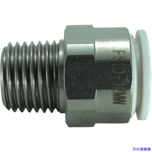 オレンジブック トラスコ中山　TRUSCOチヨダ ファイブSUSメイルコネクタ 白 10mm・R1/4 〔品番:FS1002MW〕[ 注番:3137325]特長仕様●適合チューブ外径D(mm)：10●接続口径：R1/4●六角対辺(mm)：1...