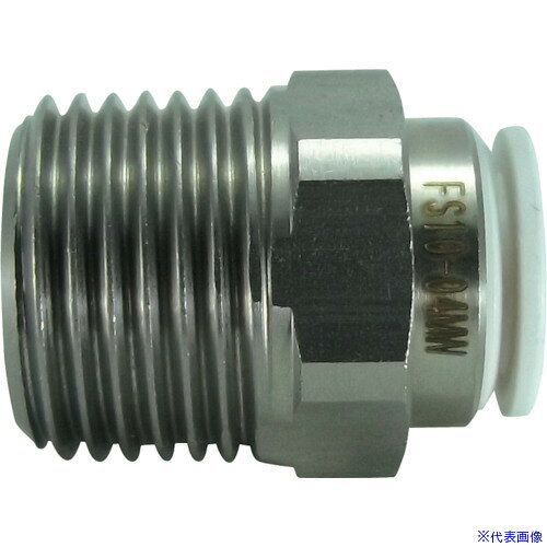 オレンジブック トラスコ中山　TRUSCOチヨダ ファイブSUSメイルコネクタ 白 10mm・R1/2 〔品番:FS1004MW〕[ 注番:3137406]特長仕様●適合チューブ外径D(mm)：10●接続口径：R1/2●六角対辺(mm)：2...