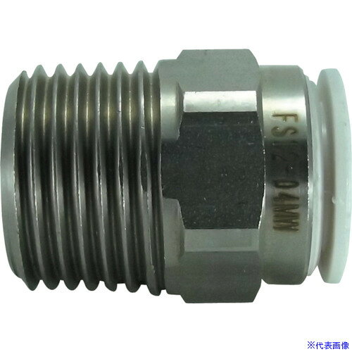 オレンジブック トラスコ中山　TRUSCOチヨダ ファイブSUSメイルコネクタ 白 12mm・R1/2 〔品番:FS1204MW〕[ 注番:3137627]特長仕様●適合チューブ外径D(mm)：12●接続口径：R1/2●六角対辺(mm)：2...