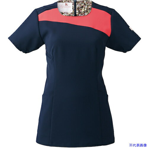 オレンジブック トラスコ中山　TRUSCOFOLK レディススクラブ ダークネイビーリリスピンク LL 〔品番:HI7023LL〕[ 注番:3614895]特長●やや丸みをおびたスクエアネックと斜めに切り返された配色が印象的なオシャレなスク...