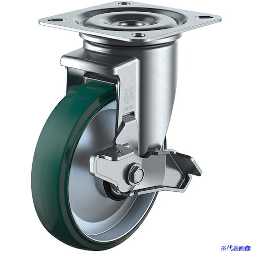 オレンジブック トラスコ中山　TRUSCOユーエイ プレート式 自在 キャスター ウレタン 車輪径150mm ストッパー付き PMタイプ PMS−DS型(E46) 取付寸法94×94(87×87) 〔品番:PMS150UWBDSINJE46...