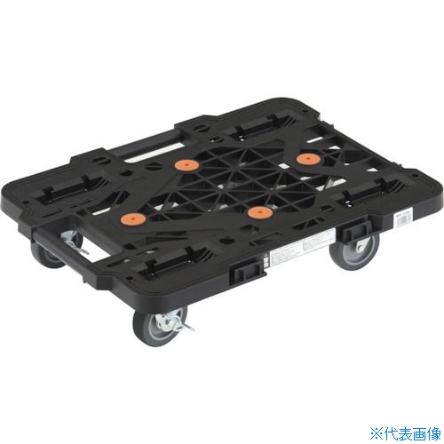 オレンジブック トラスコ中山　TRUSCOTRUSCO 樹脂製平台車 ルートバンメッシュタイプ 515X385 自在側ストッパー付 黒 〔品番:MPK500SBK〕[ 注番:3619931]特長●メッシュ構造の採用で、従来品よりさらに軽量で...
