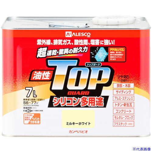 オレンジブック トラスコ中山　TRUSCOKANSAI 油性トップガード ミルキーホワイト 7L 〔品番:00017640511070〕[ 注番:3626257]特長●高耐久アクリル・シリコン樹脂配合だから紫外線・排ガス・雪・酸性雨など外敵...