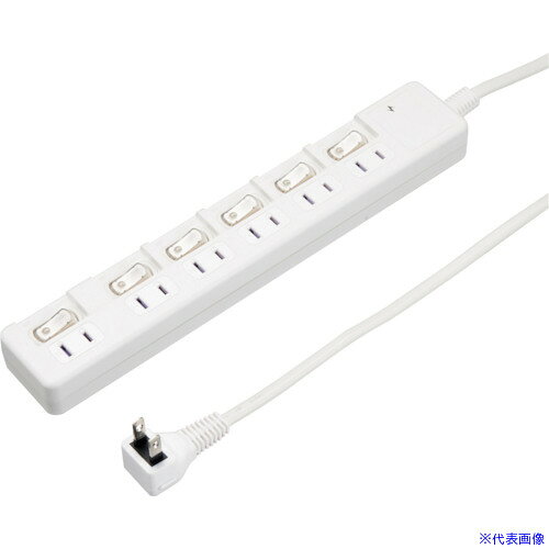 オレンジブック トラスコ中山　TRUSCOYAZAWA 雷ガード付6個口節電タップ1mホワイト 〔品番:H8KS661WH〕[ 注番:3696630]特長●雷ガード・個別スイッチ・シャッター充実の安全機能付です。用途●家庭やオフィスの電源周...