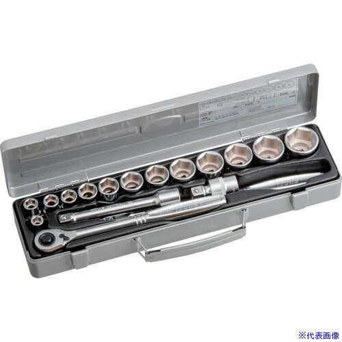 オレンジブック トラスコ中山　TRUSCOTONE ソケットレンチセット 差込角12.7mm 17pcs 6角(10mm〜) 〔品番:760MS〕[ 注番:3697142]特長●メタルケースと頑丈な梨地トレー、グッドデザイン賞を受賞した「次...