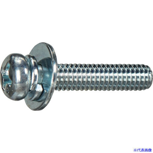 オレンジブック トラスコ中山　TRUSCOTRUSCO ナベ頭座金組込ねじ P=3 三価白 M3×6 10本入 (ばね座金+JISワッシャー付き) 少量パック 〔品番:Y8320306〕[ 注番:3815286]特長●一般的な十字穴のナベ頭...