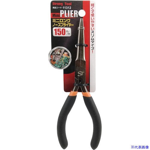 オレンジブック トラスコ中山　TRUSCOTHREEAXIS ミニロングノーズプライヤー150mm(吊下げ) 〔品番:11312〕[ 注番:3886509]特長●軽くてる使いやすいスリムタイプです。仕様●全長(mm)：145●形状：先曲りロ...