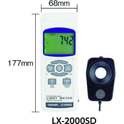 オレンジブック トラスコ中山　TRUSCOCUSTOM デジタル照度計 測定範囲0〜99900lx 〔品番:LX2000SD〕[ 注番:3923649]特長●SDカードスロット搭載のデータロガー機能付照度計です。（SDカード別売）●SDカー...