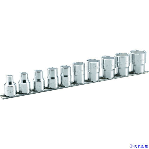 オレンジブック トラスコ中山　TRUSCOTONE ソケットセット(6角・ホルダー付) 10pcs 差込角12.7mm 〔品番:HS410〕[ 注番:3964540]特長●ソケットの取り外しが容易なアルミタイプのソケットホルダで作業効率がア...