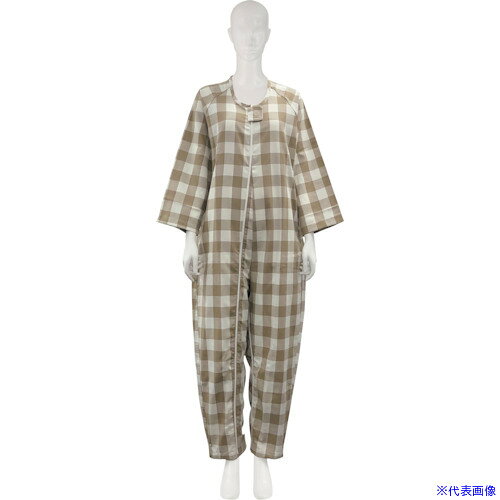 オレンジブック トラスコ中山　TRUSCO竹虎 フドーねまきB厚手 チェックベージュ L 〔品番:106894〕[ 注番:4031760]特長●ご本人では開けにくいアイデアホックを使用した介護用つなぎねまき●アイデアホックが表から見えないデ...