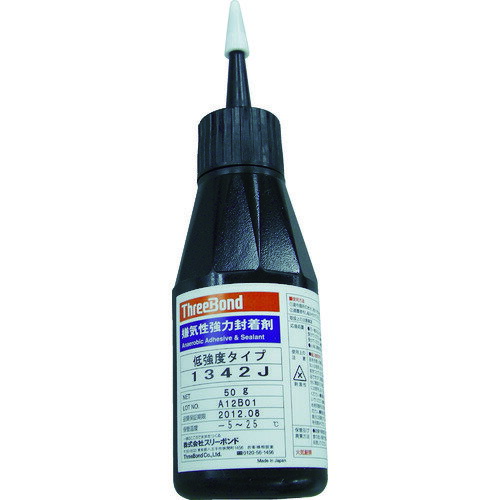 オレンジブック トラスコ中山　TRUSCOTHREEBOND 嫌気性接着剤 TB1342J ねじゆるみ止め剤 ネジロック 低強度・速硬化タイプ 50g(1342JA) 〔品番:TB1342J50〕[ 注番:4055926]特長●ねじや軸など...