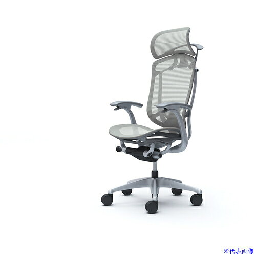 オレンジブック トラスコ中山　TRUSCOOKAMURA コンテッサセコンダ 固定肘 座メッシュ 大型ヘッド5本脚 シルバー グレー ランバー付ハンガー付 張地色ライトグレー 〔品番:CC46GEFPG3〕[ 注番:4255039]特長仕様...