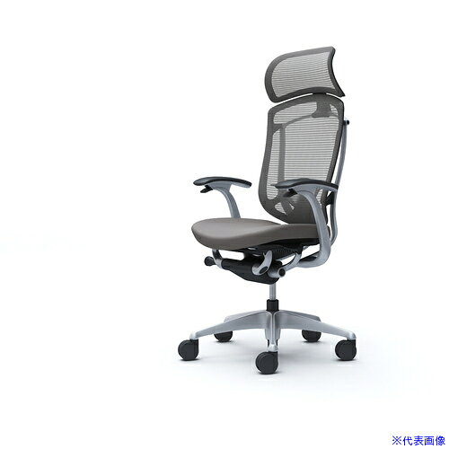 オレンジブック トラスコ中山　TRUSCOOKAMURA コンテッサセコンダ 固定肘 座クッション 大型ヘッド5本脚 シルバー ブラック ランバー付ハンガー無 張地色ミディアムグレー 〔品番:CC47GSFPD2〕[ 注番:4256670]...