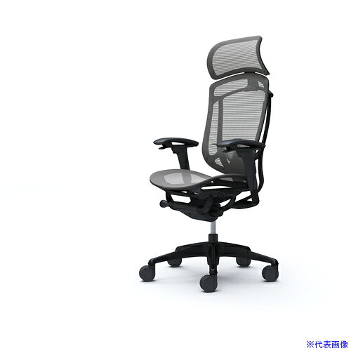 オレンジブック トラスコ中山　TRUSCOOKAMURA コンテッサセコンダ 可動肘 座メッシュ 大型ヘッド5本脚 ブラック ブラック ランバー付ハンガー無 張地色ミディアムグレー 〔品番:CC85MSFPH2〕[ 注番:4266124]特...