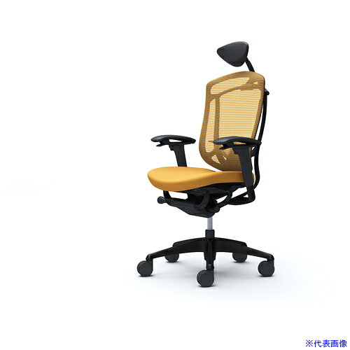 オレンジブック トラスコ中山　TRUSCOOKAMURA コンテッサセコンダ 可動肘 座クッション 小型ヘッド5本脚 ブラック ブラック ランバー付ハンガー無 張地色イエロー 〔品番:CC8CMSFPD9〕[ 注番:4272437]特長仕様...
