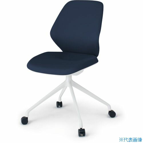 オレンジブック トラスコ中山　TRUSCOITOKI キュアチェア 4本脚 クロスバック 肘無 ナイロン双輪キャスター付 脚ホワイト 本体ホワイト 布地ネイビーブルー 〔品番:KG940PVWWB2〕[ 注番:4340722]特長●オフィス...