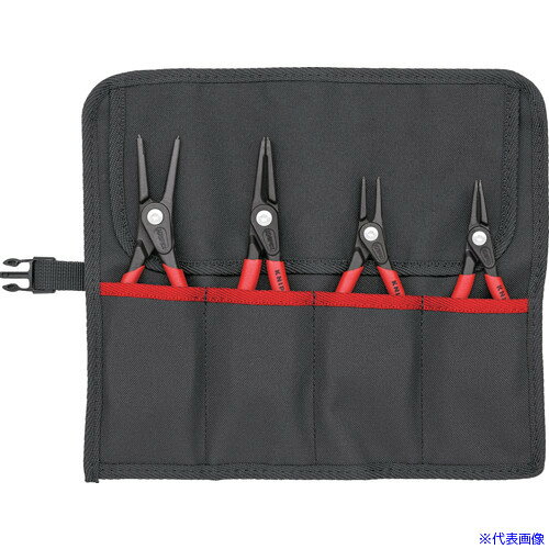 オレンジブック トラスコ中山　TRUSCOKNIPEX 4本組 精密スナップリングプライヤー 〔品番:001957〕[ 注番:4467035]特長●使用頻度の高い軸用・穴用精密スナップリングプライヤーの4本セットです。●ツールロールは耐久性...